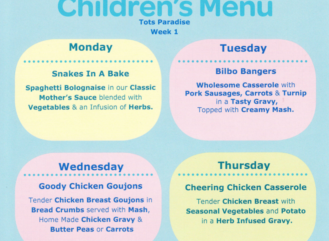 Meal Menu – Tots Paradise Crèche, Montessori, and Afterschool – Athenry ...